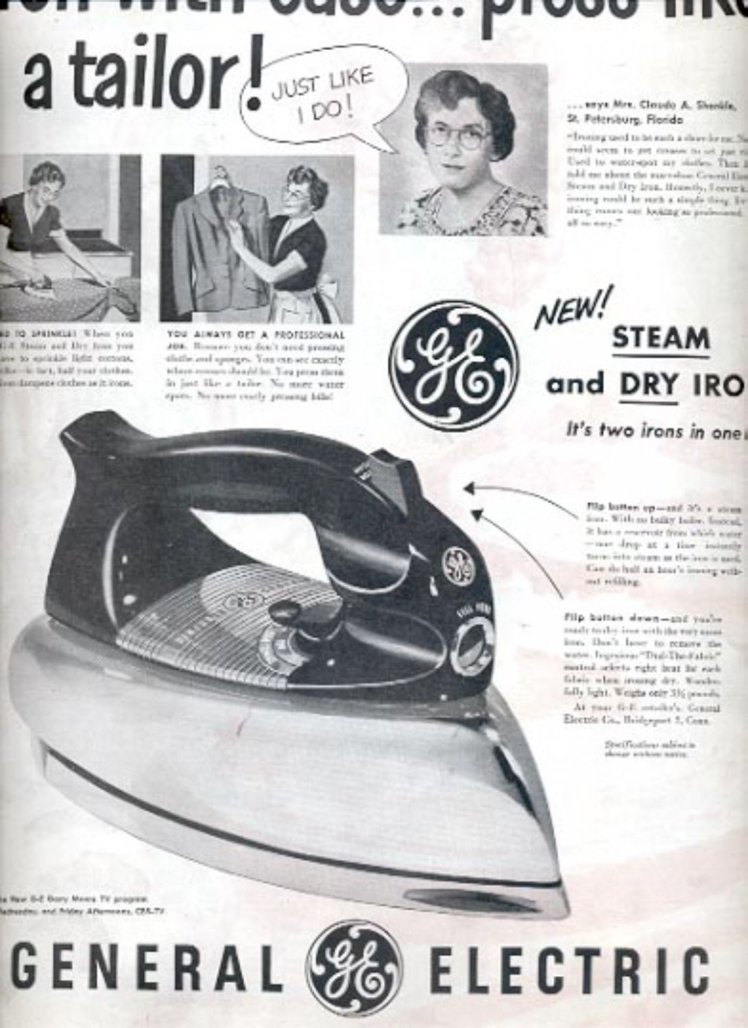1951 General Electric iron magazine ad (#4332)