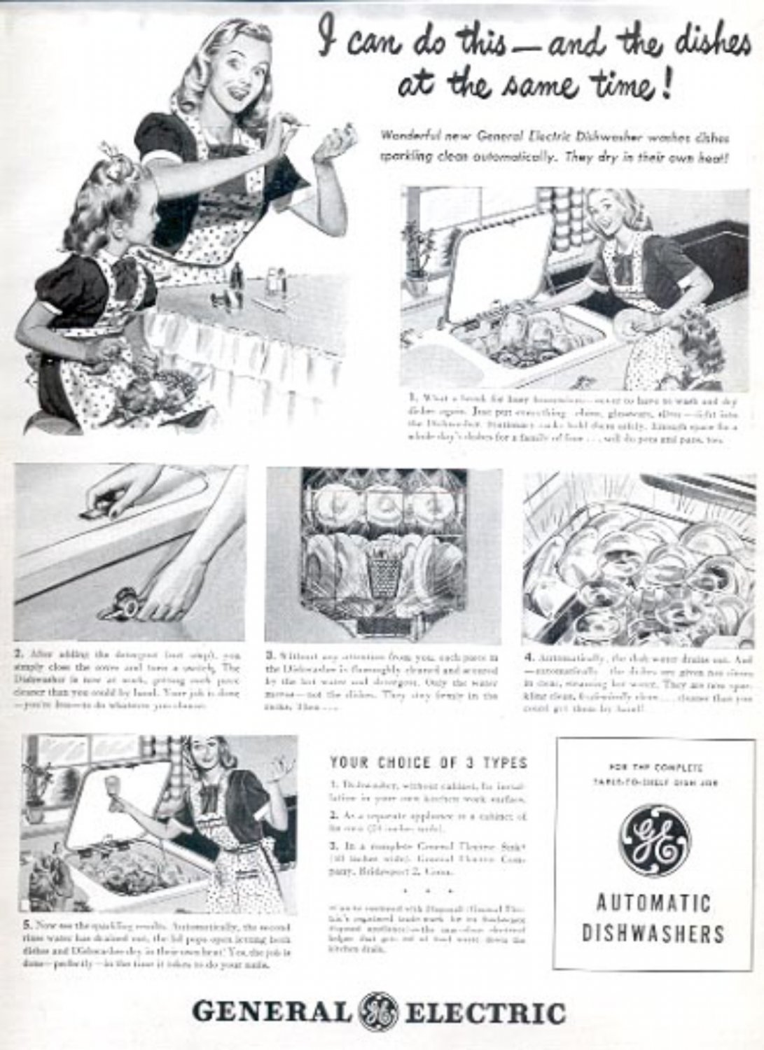 1948 General Electric automatic dishwasher magazine ad (#4230)