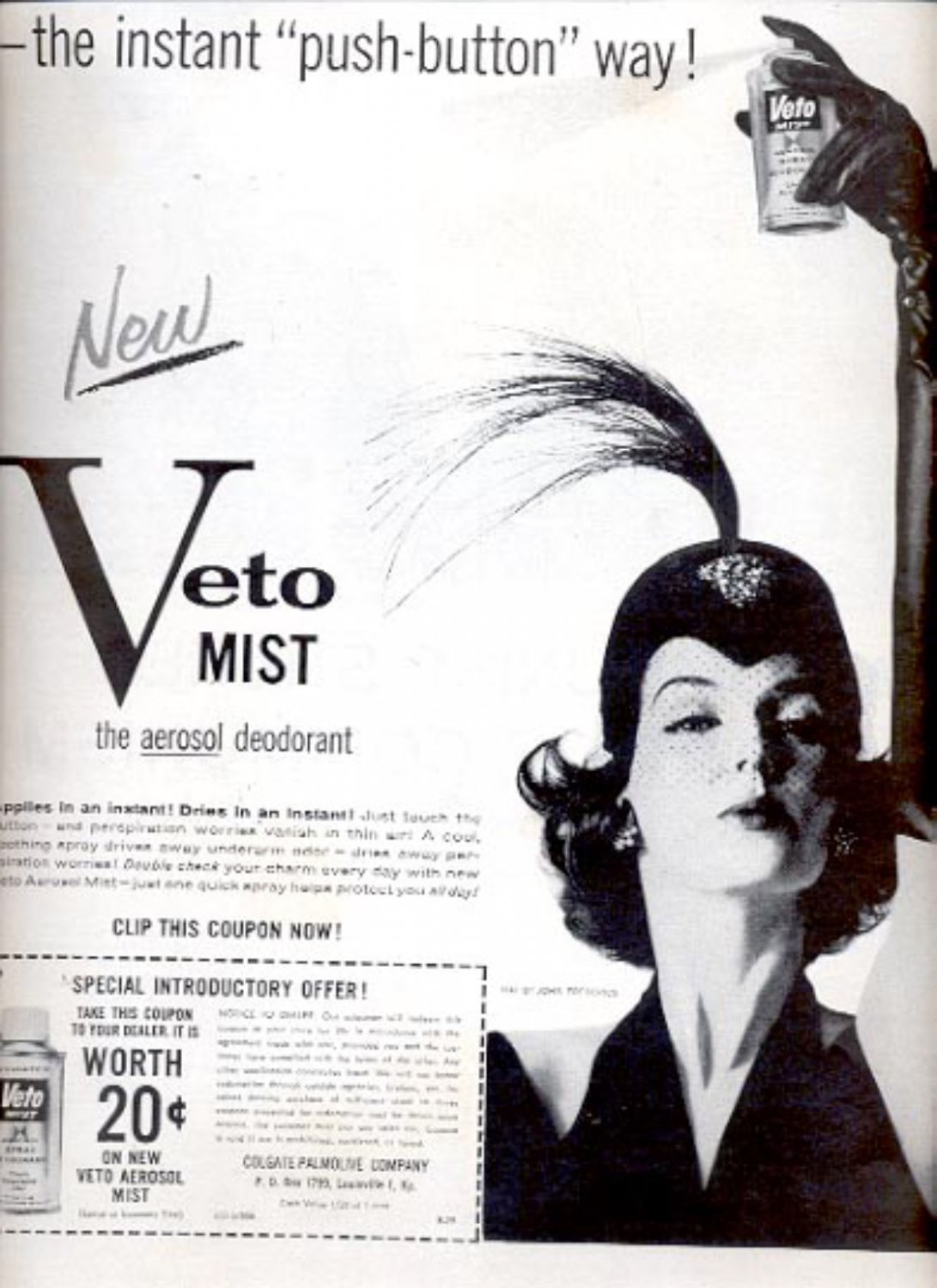 1957 Veto Spray aerosol deodorant magazine ad (# 4674)