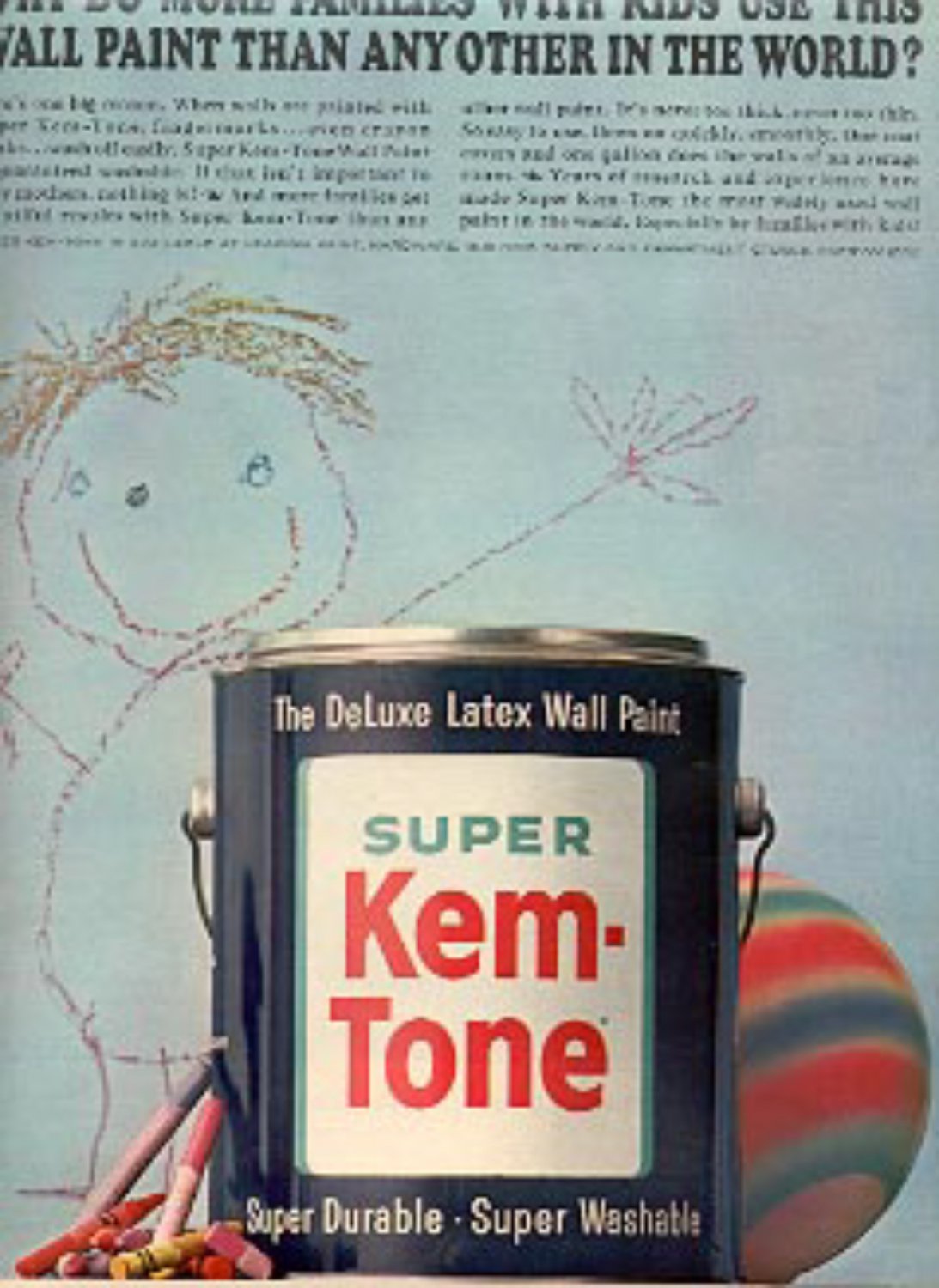 1963 Super Kem-Tone Wall Paint magazine ad ( # 1567)