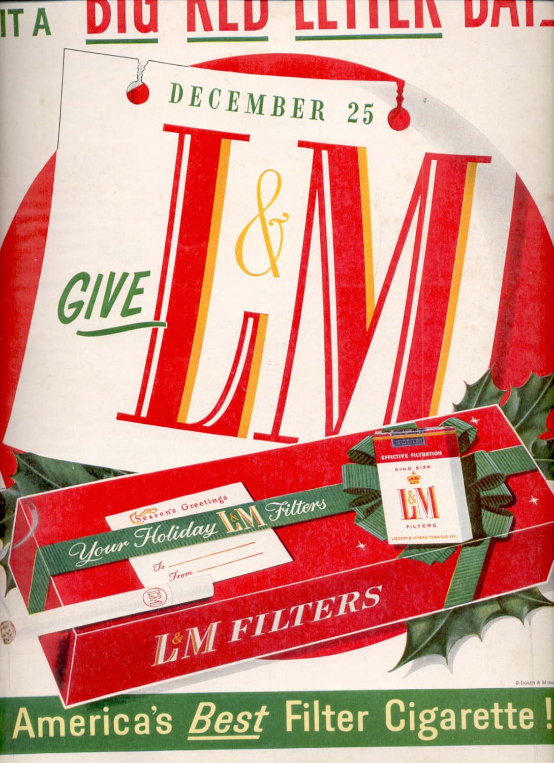 Dec. 13, 1955 L & M Filters Cigarettes magazine ad (# 829)