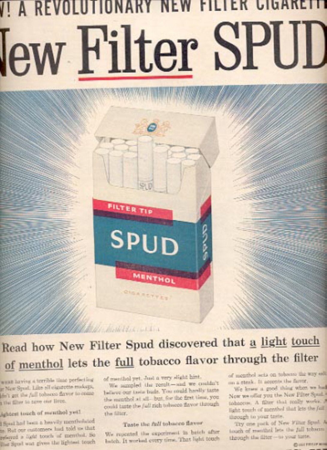1957 Spud Mentol Cigarette magazine ad (# 4710)