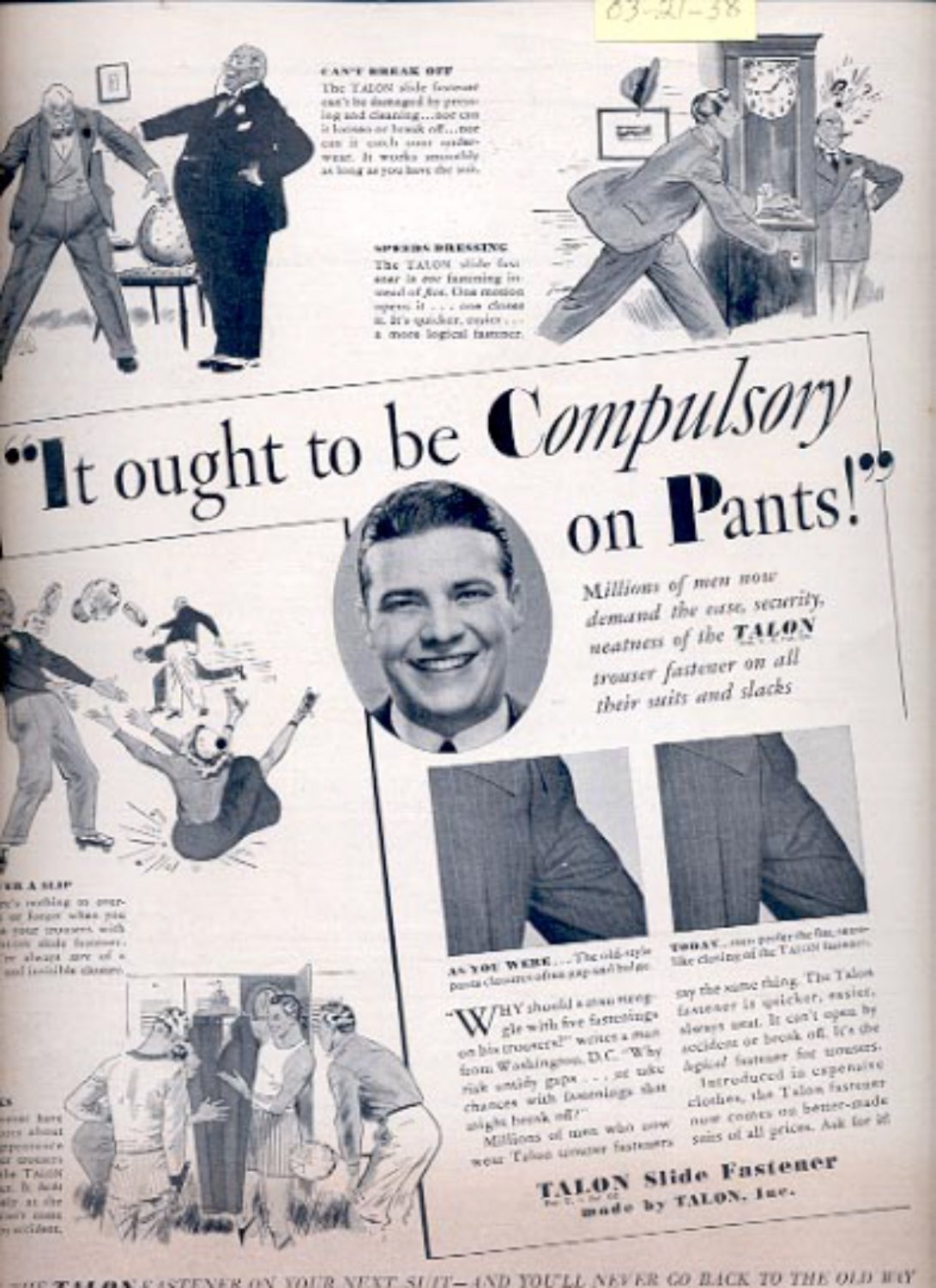1938 Talon Slide Fastener magazine ad (# 4406)