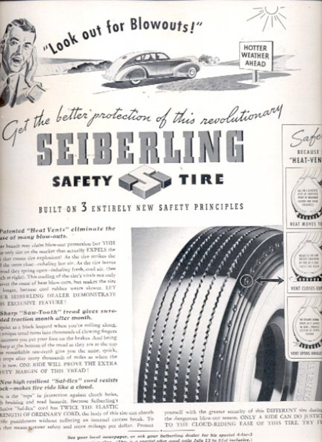 1939 Seiberling safety Tire magazine ad (#5961)