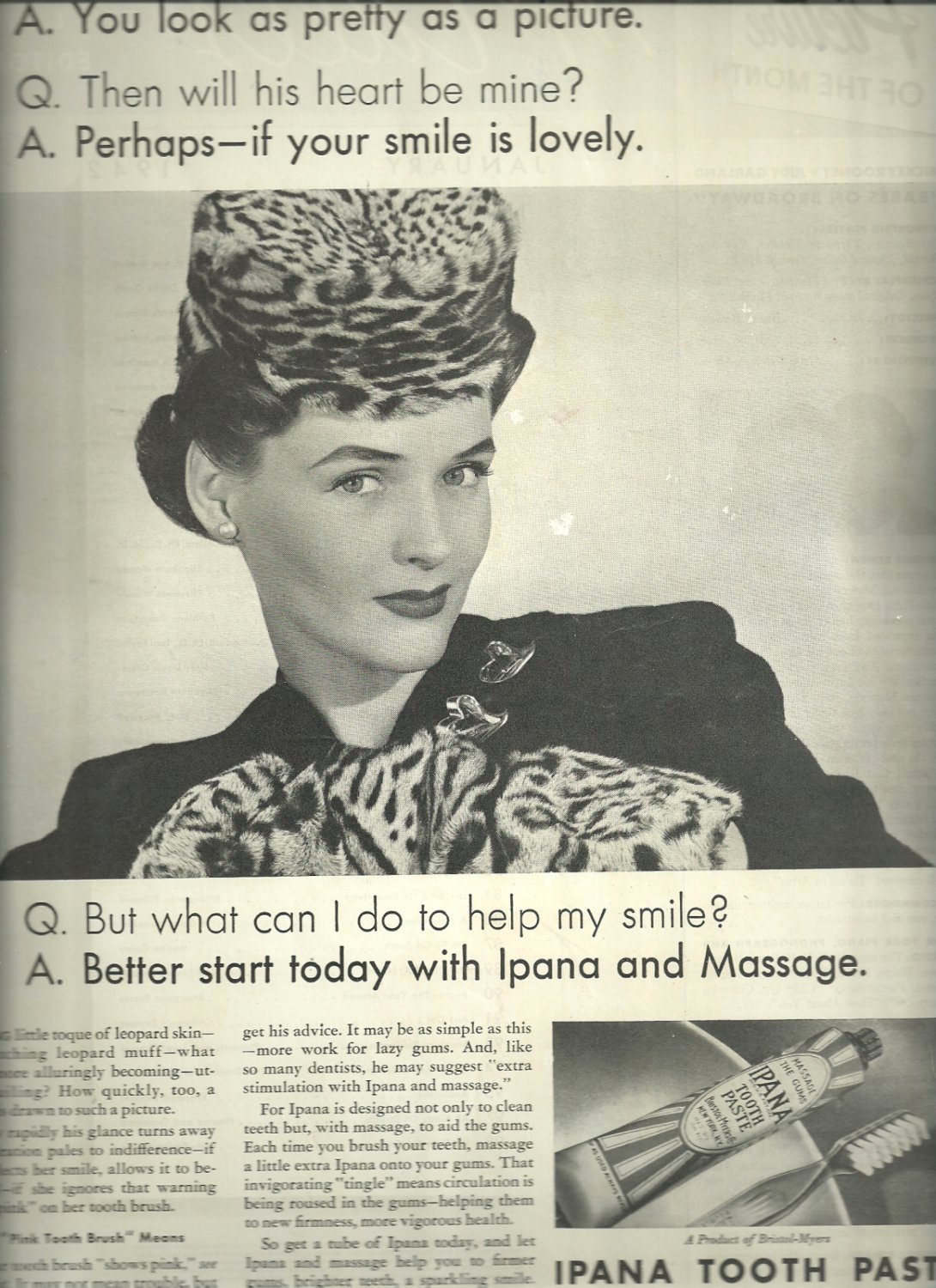 1942 Ipana Toothpaste magazine ad ( # 3268)