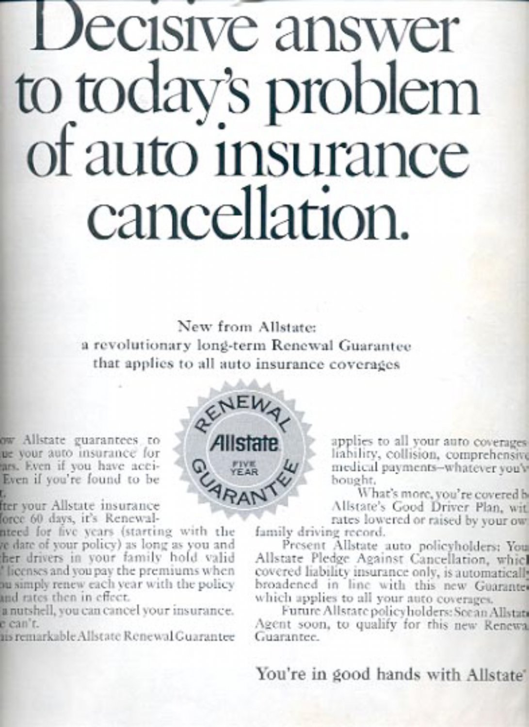 1967 Allstate Auto Insurance magazine ad (#4265)