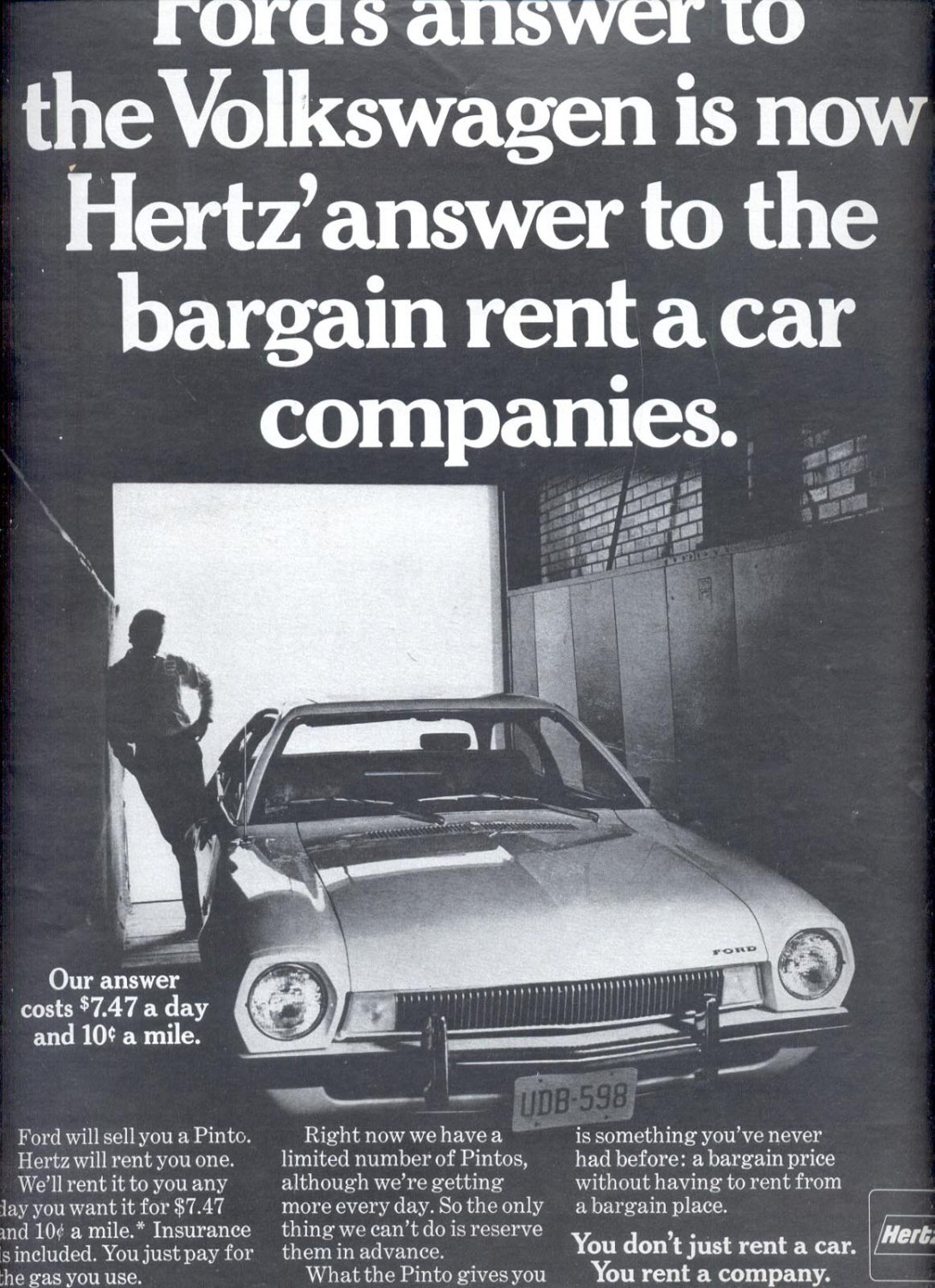 Nov. 13, 1970 Hertz Rent a Car magazine ad (#1733)