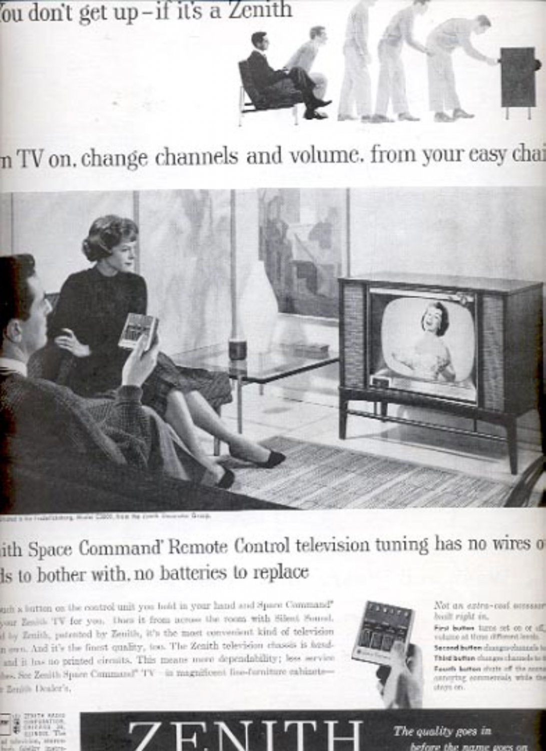1959 Zenith Space Command Remote Control Television magazine ad (# 4450)