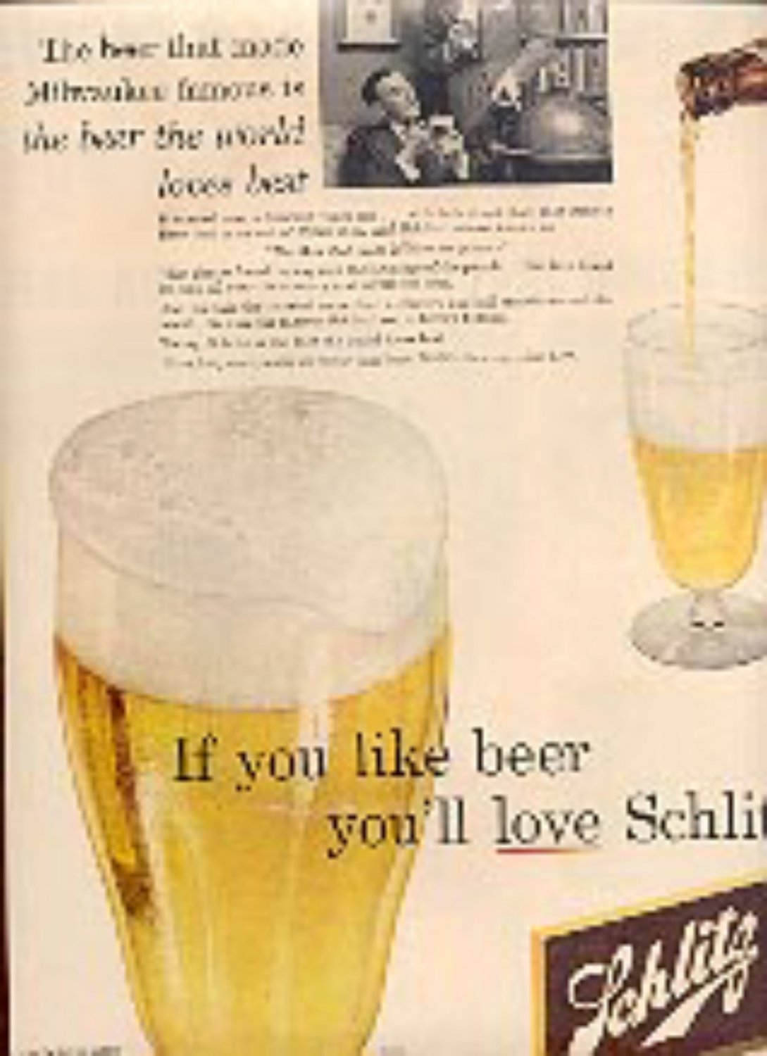 1952 Schlitz Beer magazine ad ( #1900)