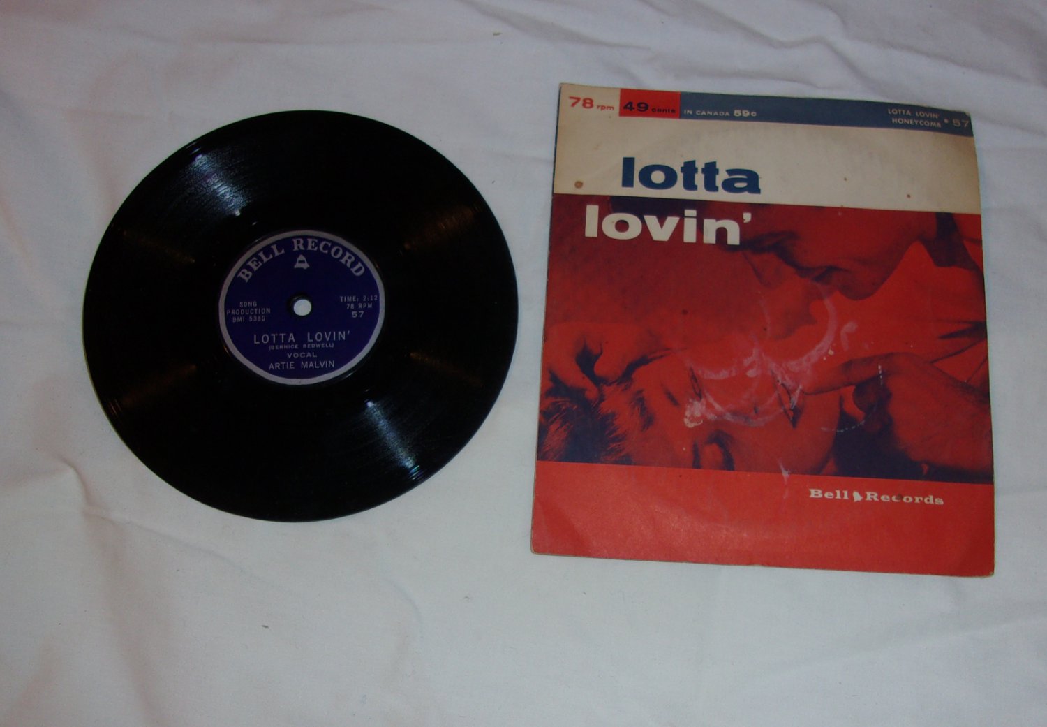 Honeycomb/ Jerry Duane- Lotta Lovin" Artie Malvin- Bell Records- 78 RPM