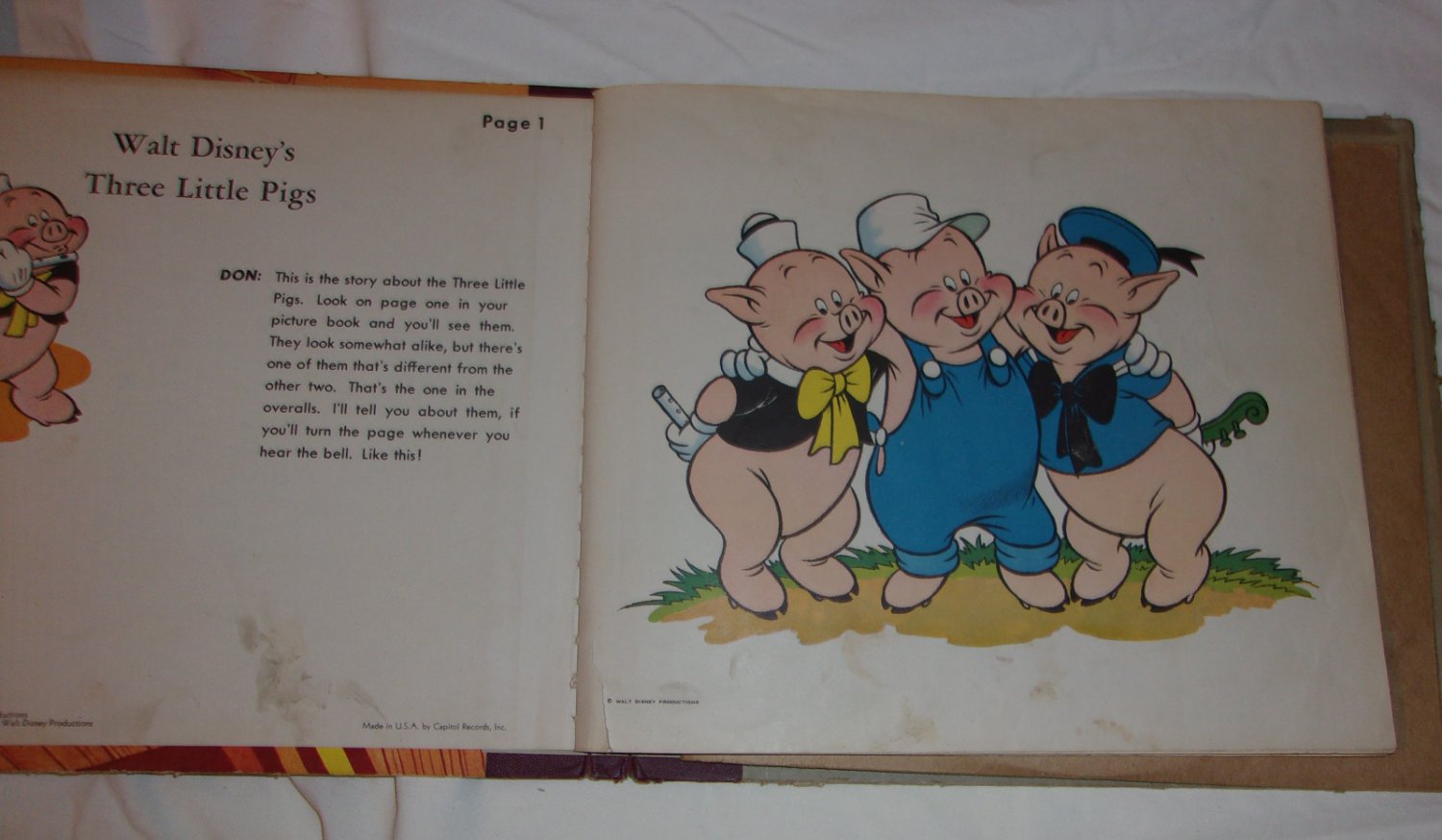1949 Walt Disney's Three Little Pigs Capitol Record- Reader - Don ...