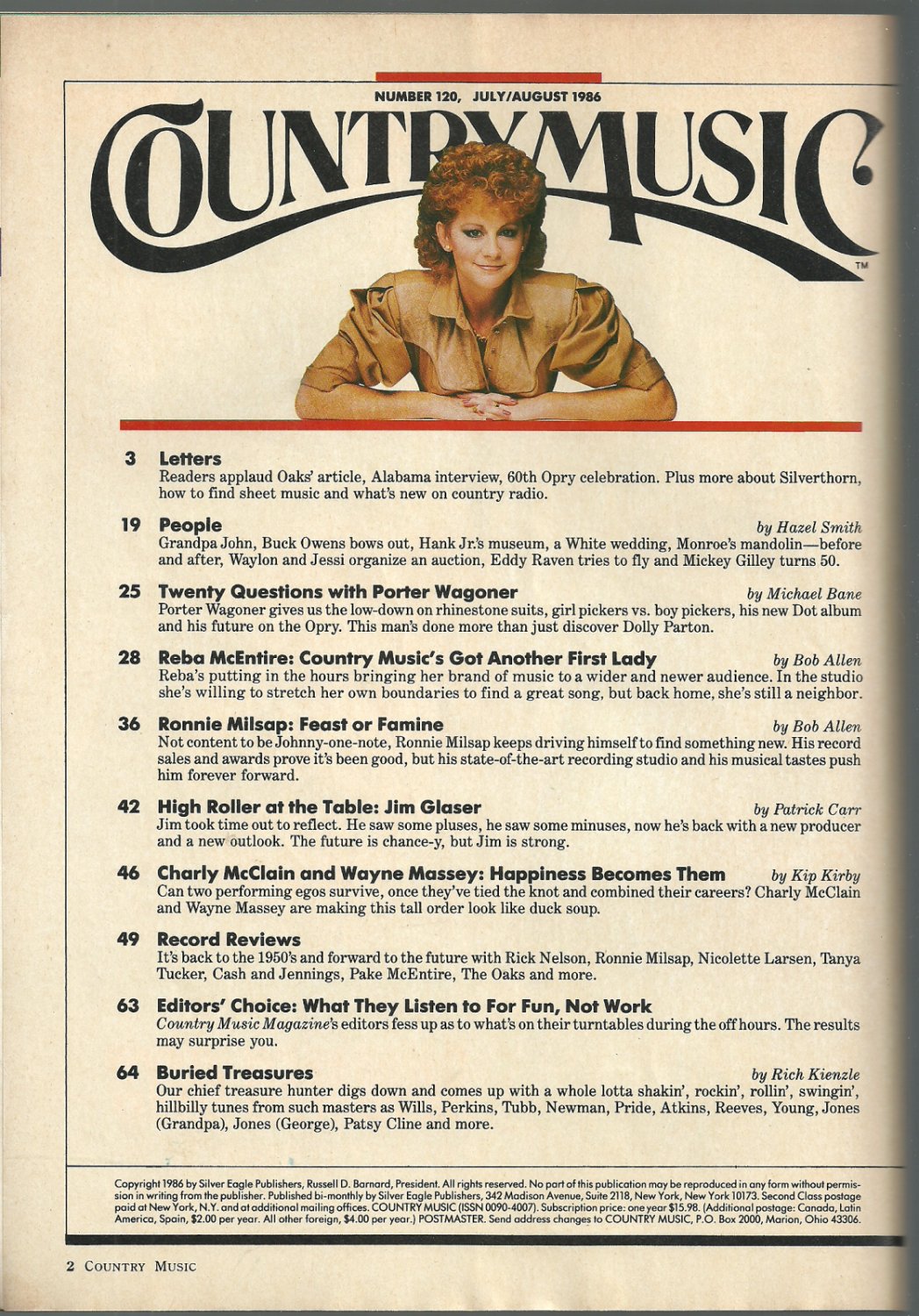 Country Music Magazine- July/August 1986- Reba McEntire