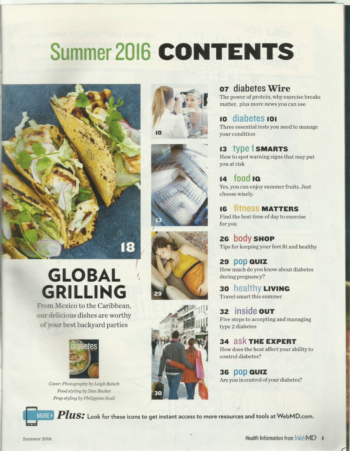 Web MD Diabetes at Walgreens magazine- Summer 2016- Global Grilling