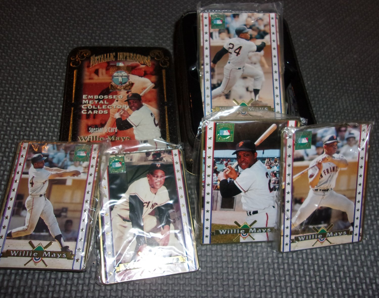Willie Mays 1995 Metallic Impressions set of 5 embossed metal collector ...