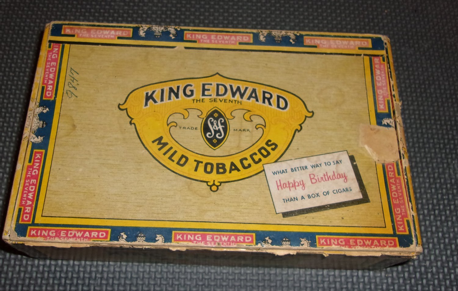 King Edward the Seventh Mild Tobaccos yellow box Happy Birthday- box ...