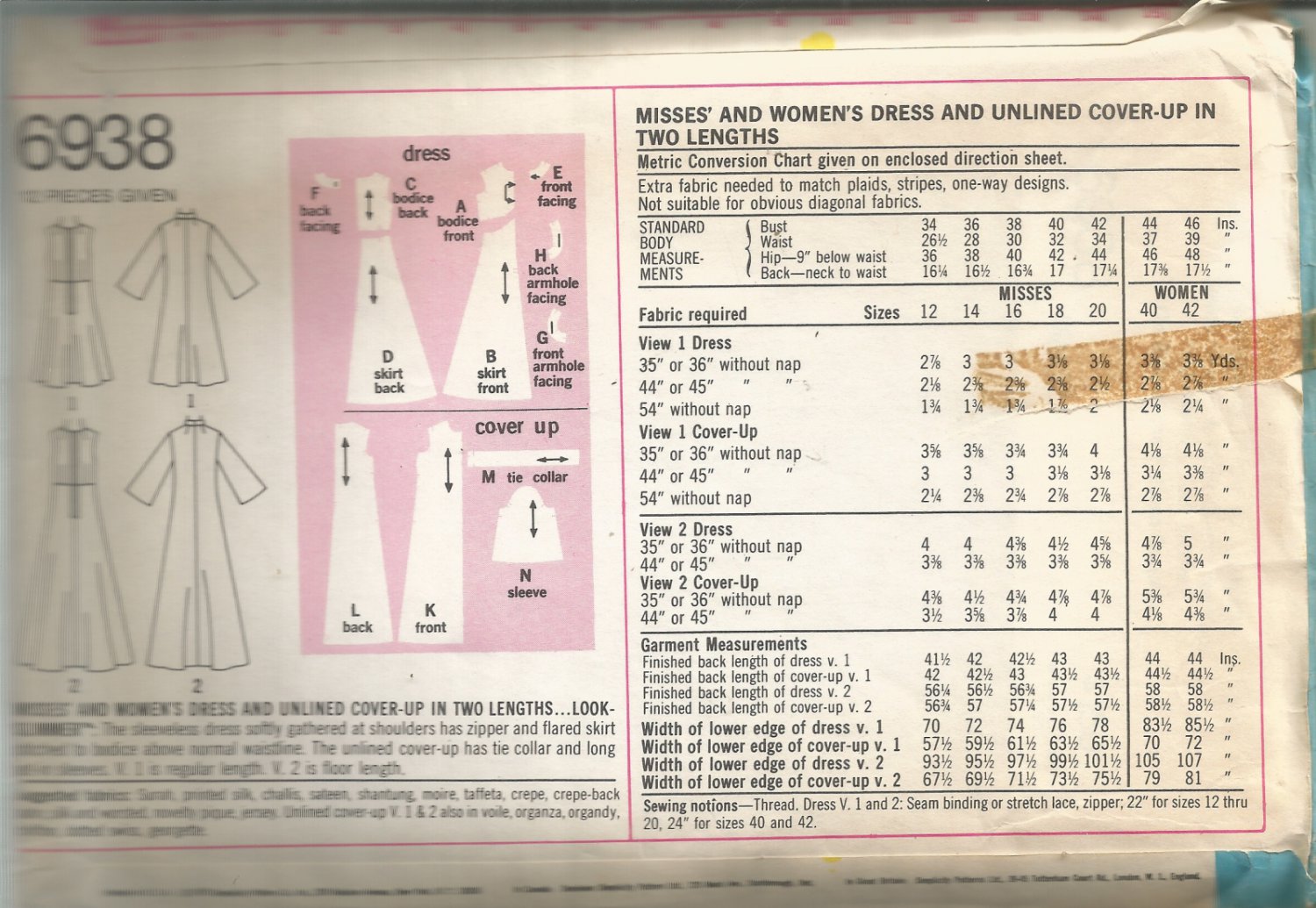 Simplicity pattern 6938-Misses and women's dress and unlined cover up ...