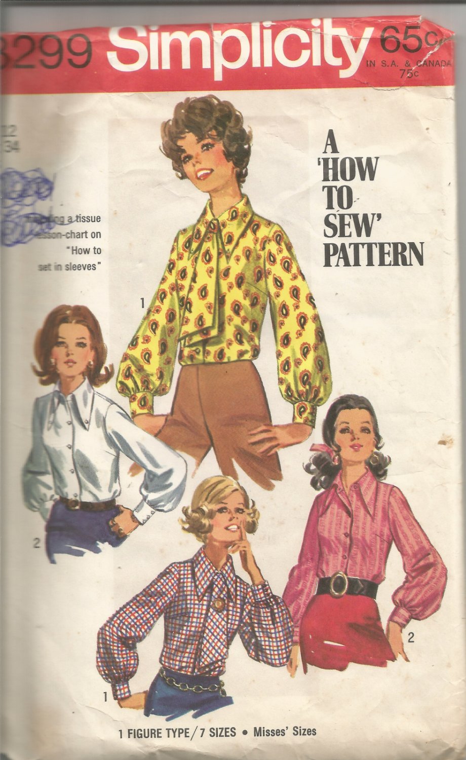 Simplicity pattern 8299- Misses' Blouse and Ascot- size 12