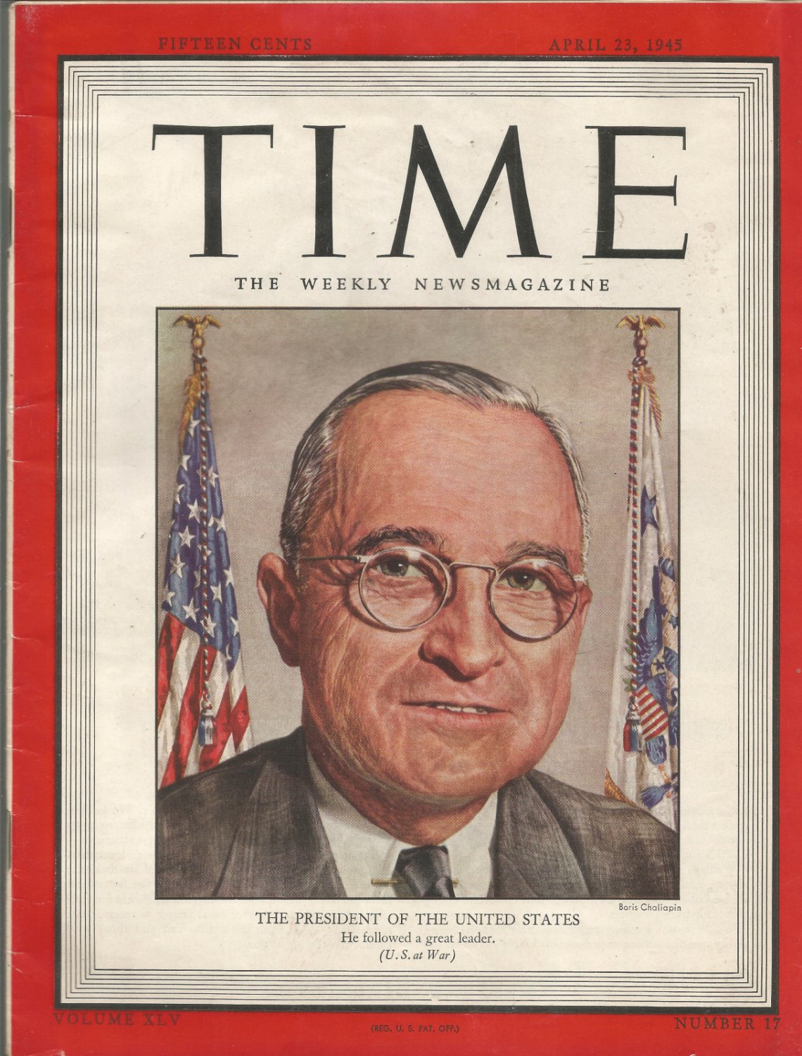 Time magazine- April 23, 1945- the President of the United States- He ...