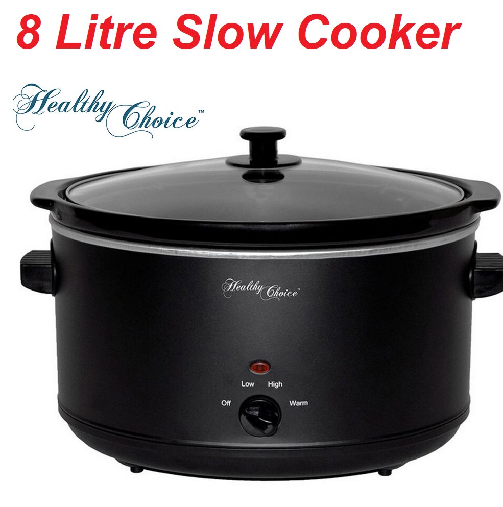 8L Slow Cooker Large Cook Pot with Ceramic Bowl/Pot/Glass Lid Non Stick ...