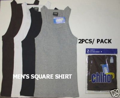 2 LARGE BLACK MEN SQUARE CUT MUSCLE TANK TOP T-SHIRTS 2Xist G Unit