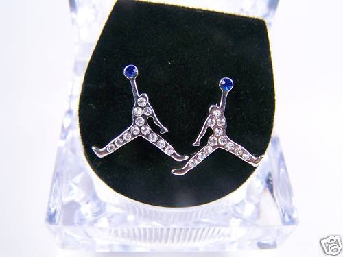 MICHAEL JORDAN ICED OUT BLING SILVER DIAMOND EARRINGS