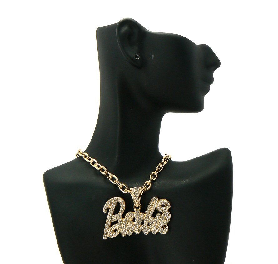 Nicki Minaj Barbie Small Necklace Pendant - Double Gold Clear MZ41G