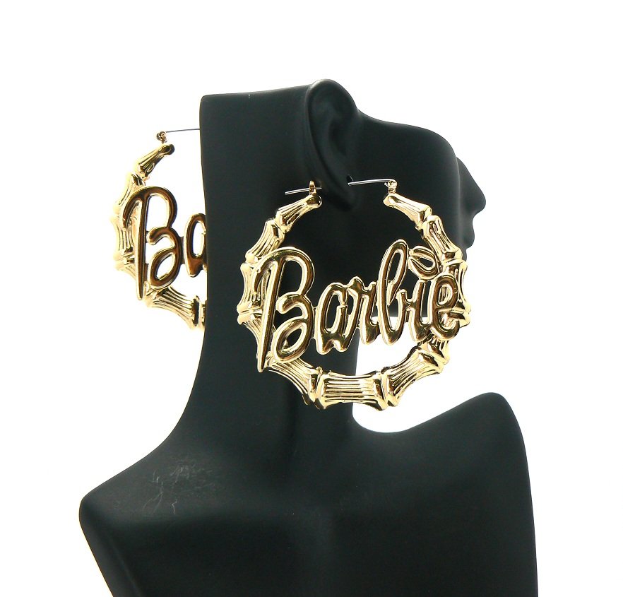 Nicki Minaj Barbie Round Pincatch Earrings Gold Me1024g