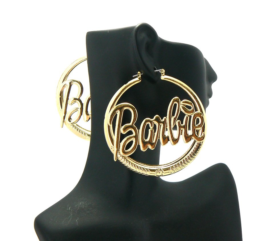 Nicki Minaj Barbie Round Pincatch Earrings Gold Me1025g