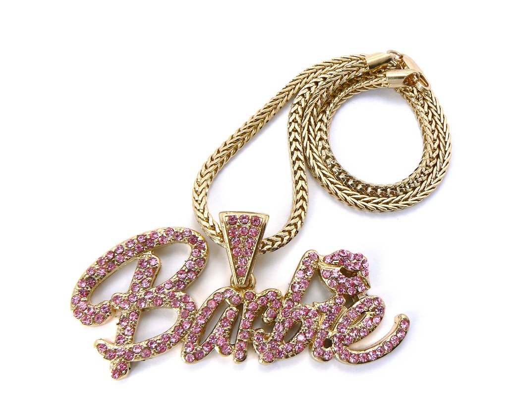 Nicki Minaj Barbie Necklace Pendant - Gold Pink MP655G-PK Nicki Minaj Barbie Necklace Pendant - Gold Pink MP655G-PK
