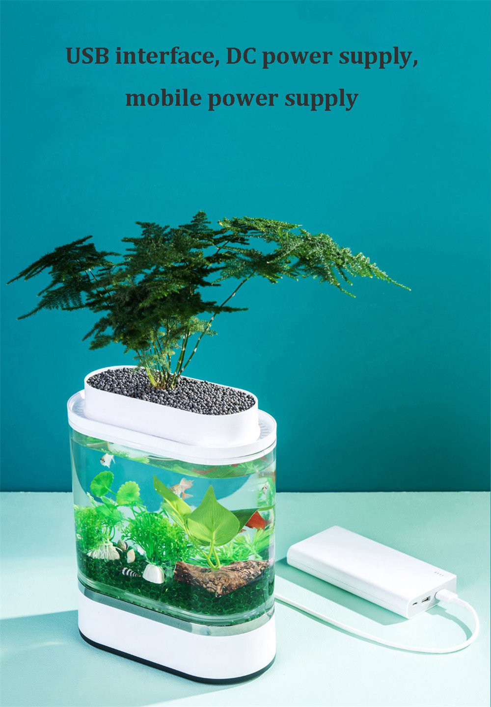 Cat TV! Mini Fish Tank USB Charging Self-Cleaning Aquarium with 7 ...