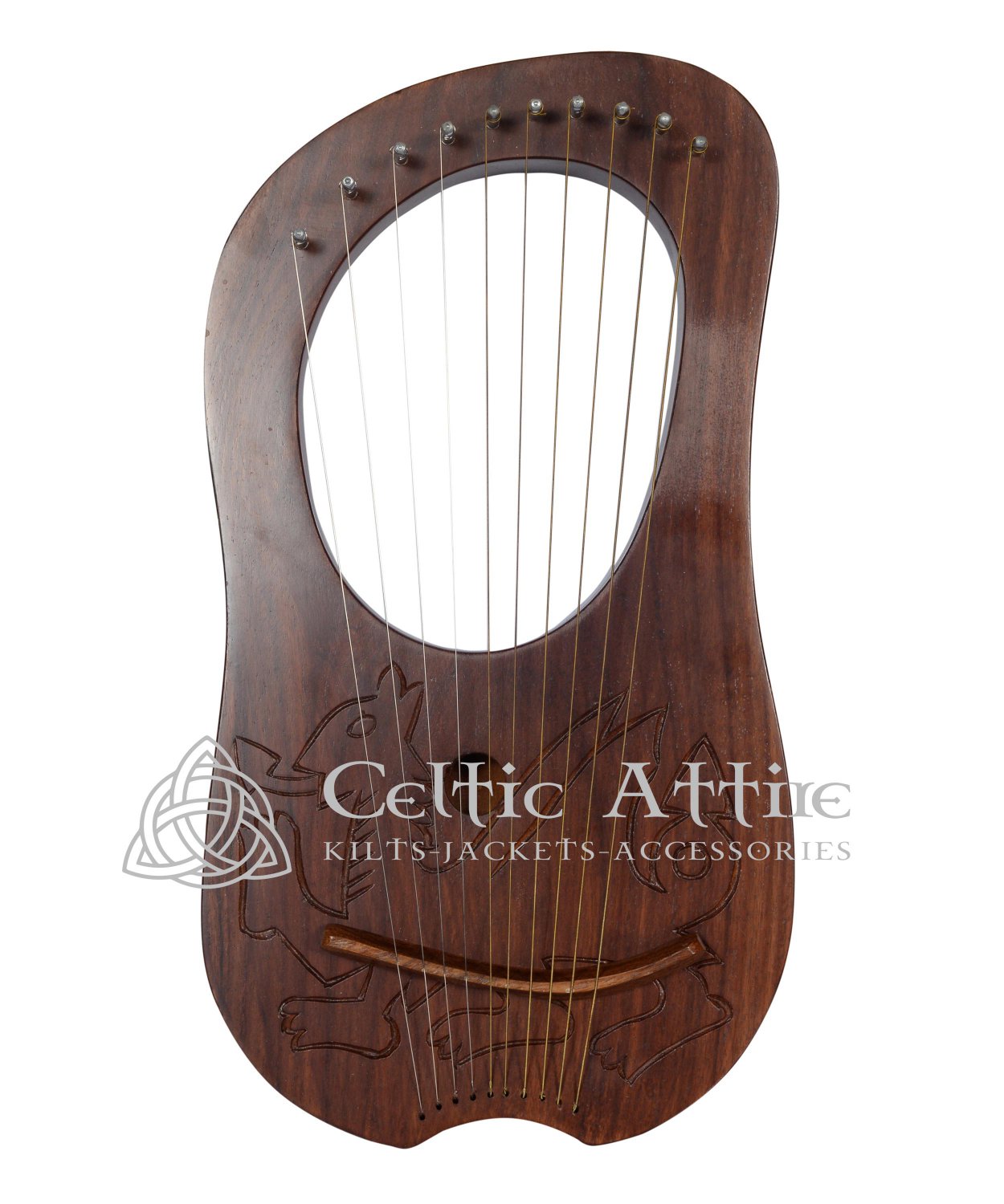 LYRE HARP Welsh Dragon 10 METAL STRINGS ROSEWOOD WITH FREE BAG And ...