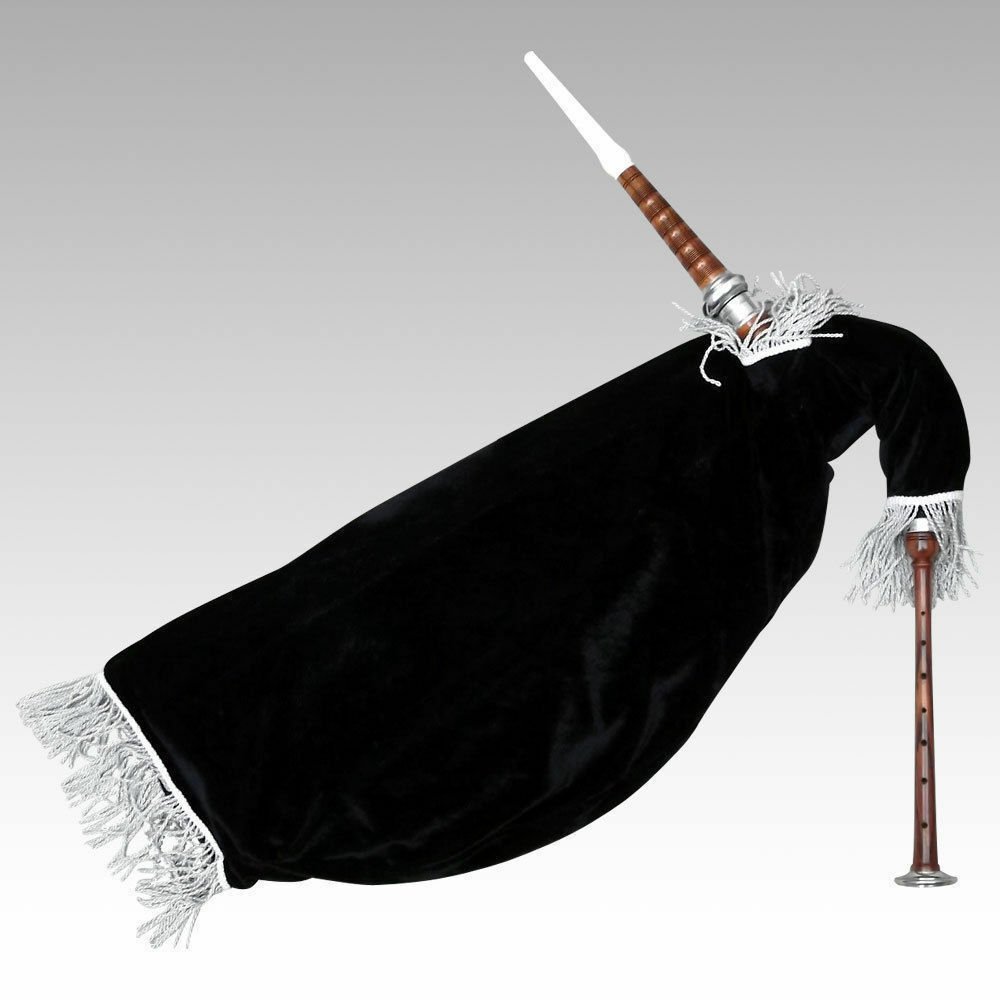 Scottish Goose Practice Bagpipe New Black Silver Mounts Black Velvet Bag