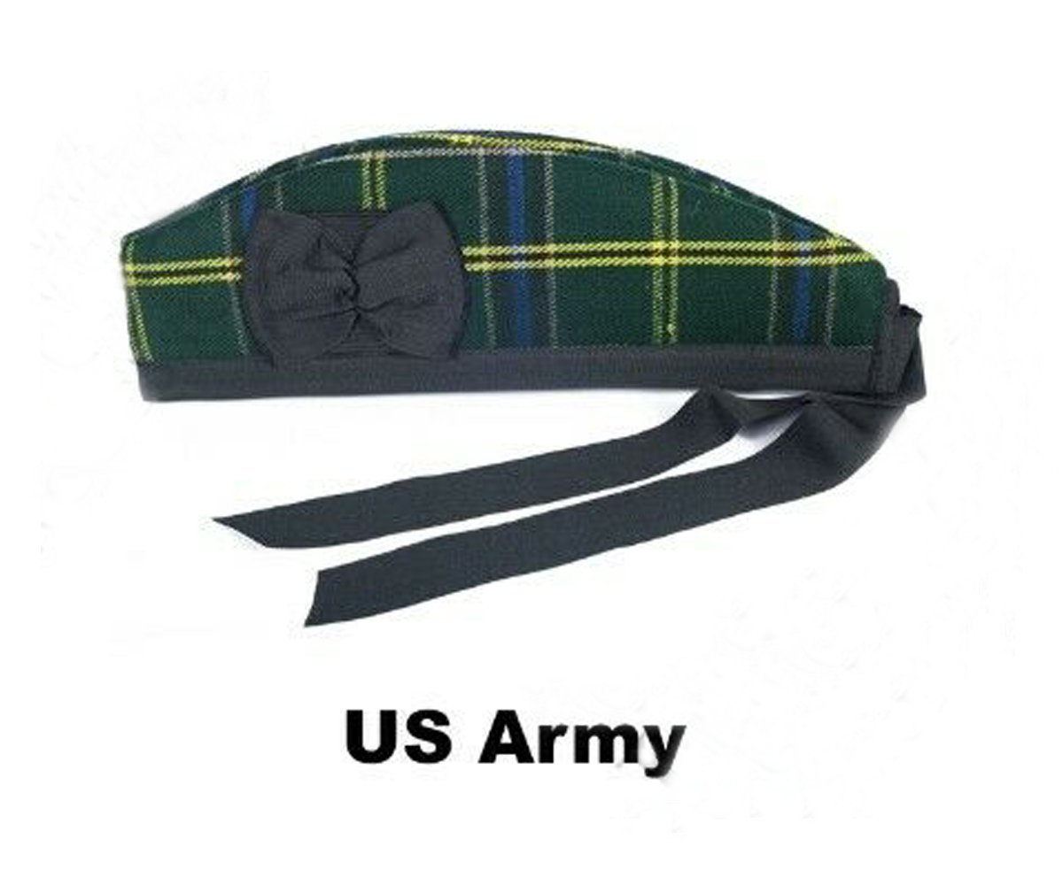 Scottish GLENGARRY Cap Traditional Military Piper Hat KILT Cap Clan US ...