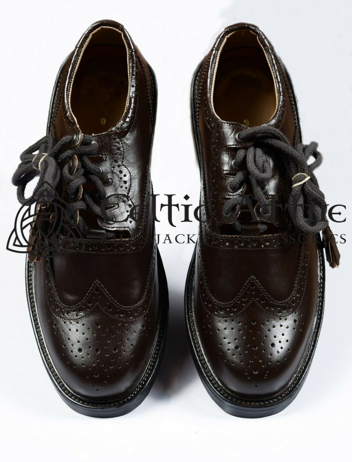 Scottish Kilt Ghillie Brogue Brown Shoes 100%Genuine Leather Shoes Size 11