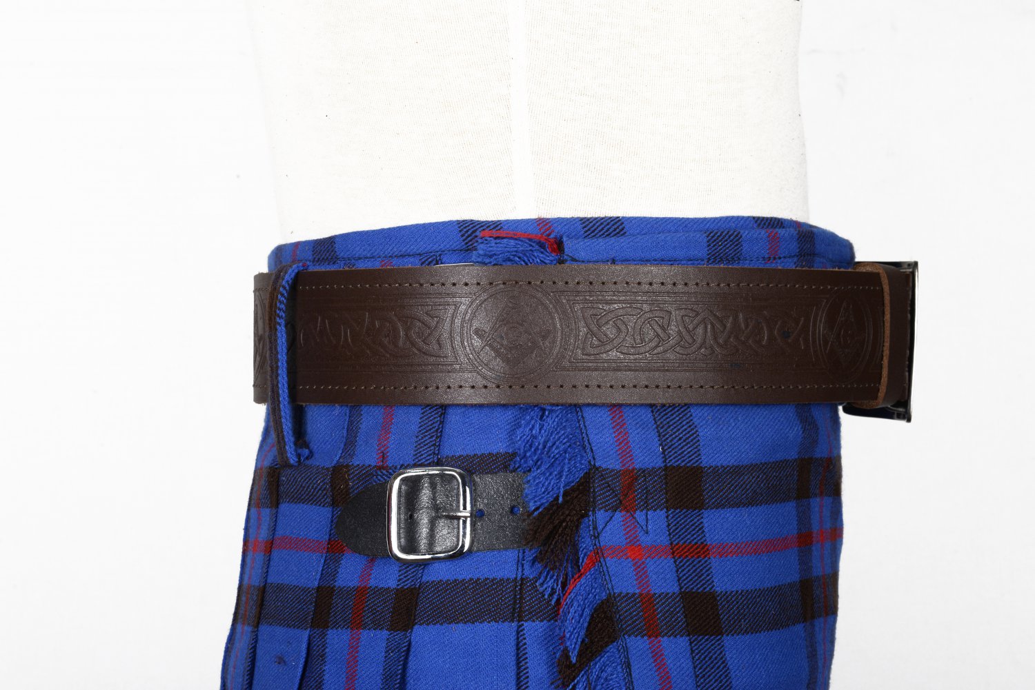 Traditional Scottish Leather Brown Kilt Belt -Masonic Celtic Embossing ...