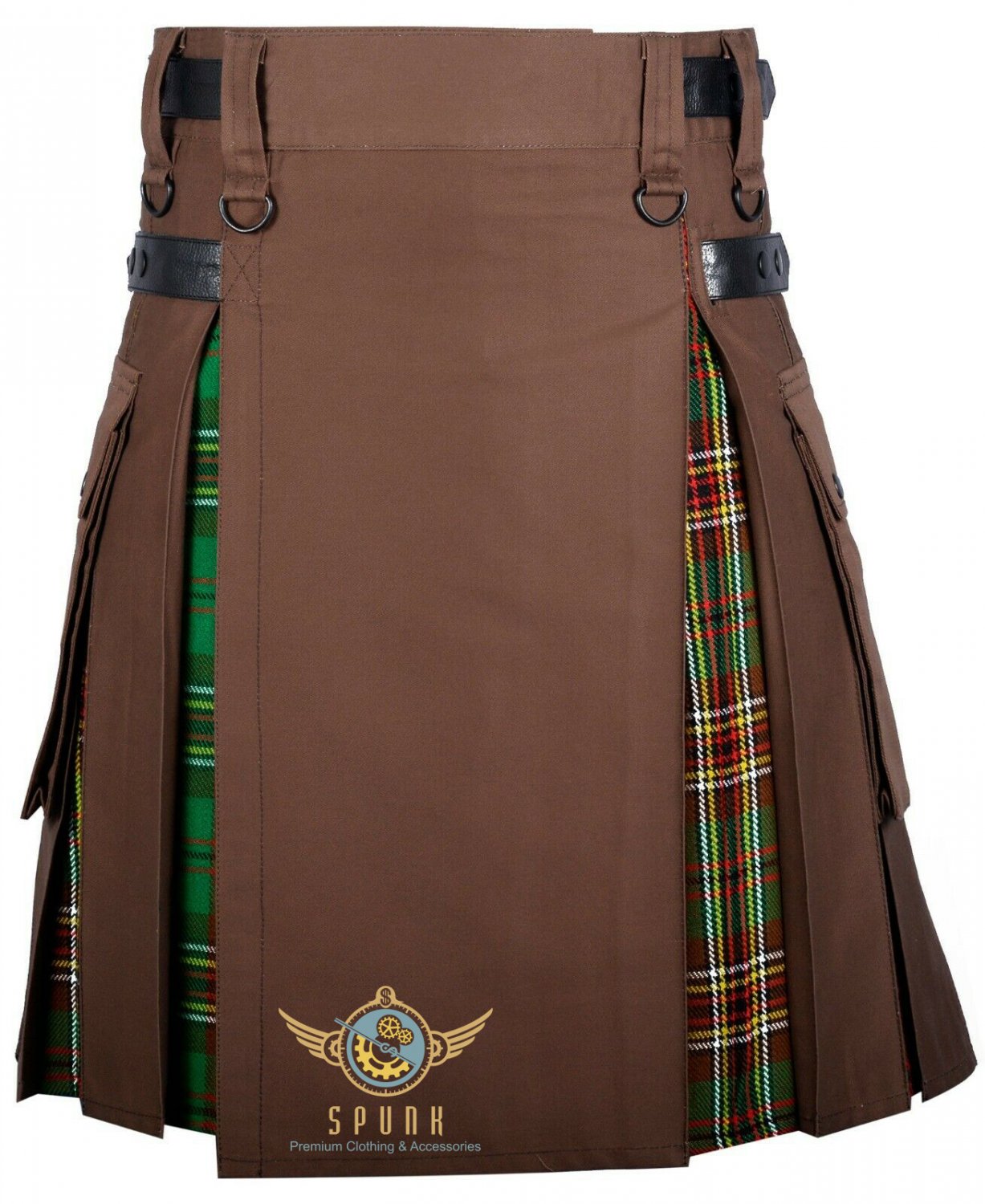 Handmade Hybrid premium Brown Cotton and Tara Murphy Tartan Scottish UTILITY KILTS