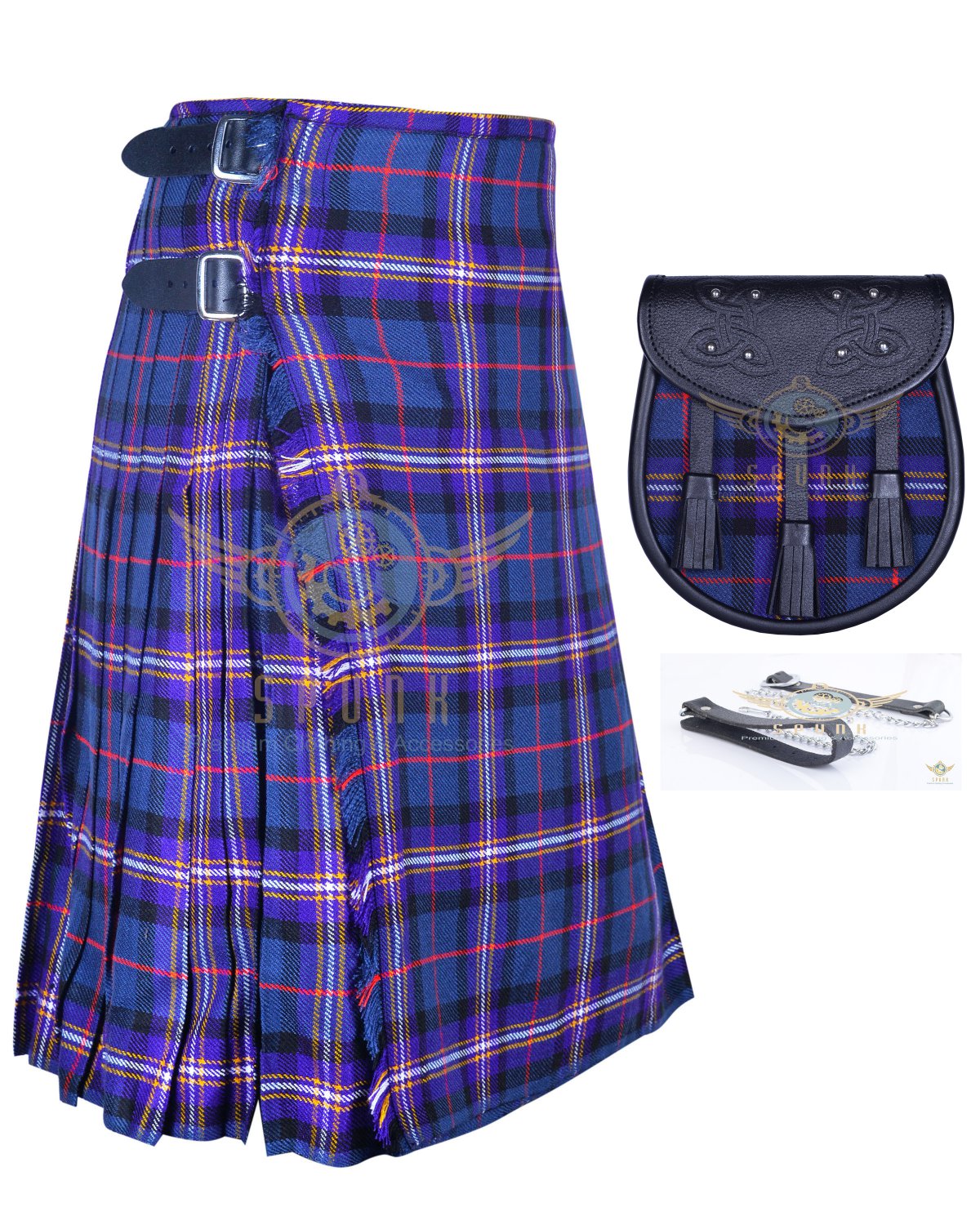 Scottish 8 Yard TARTAN KILT Highland Traditional Kilt Masonic with free Sporran