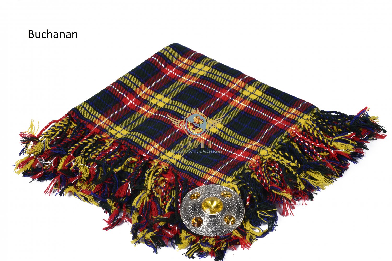Scottish Traditional Buchanan Tartan Kilt FLY PLAID & Brooch -Fly plaid ...