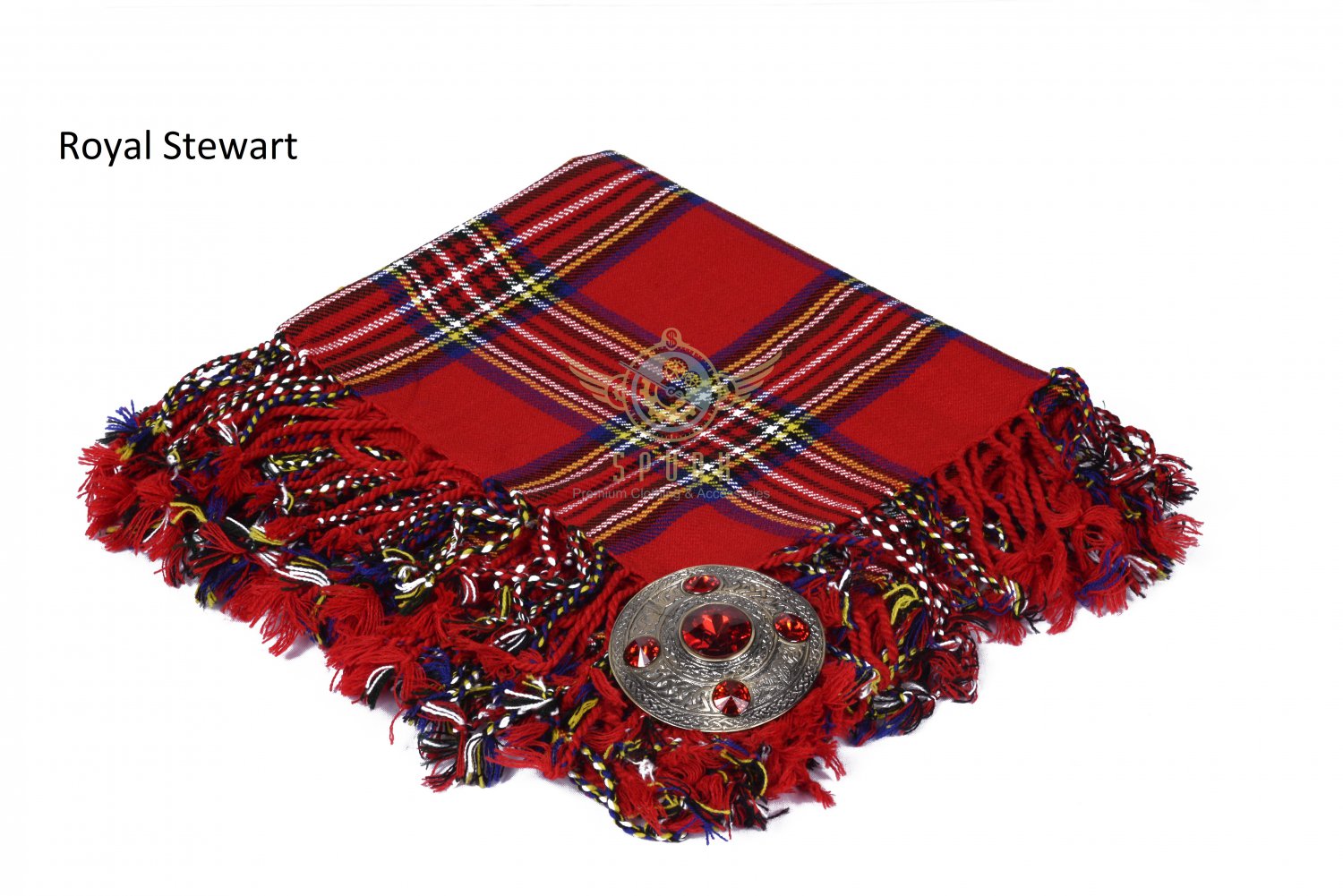 Scottish Traditional Royal Stewart Tartan Kilt FLY PLAID & Brooch -Fly ...