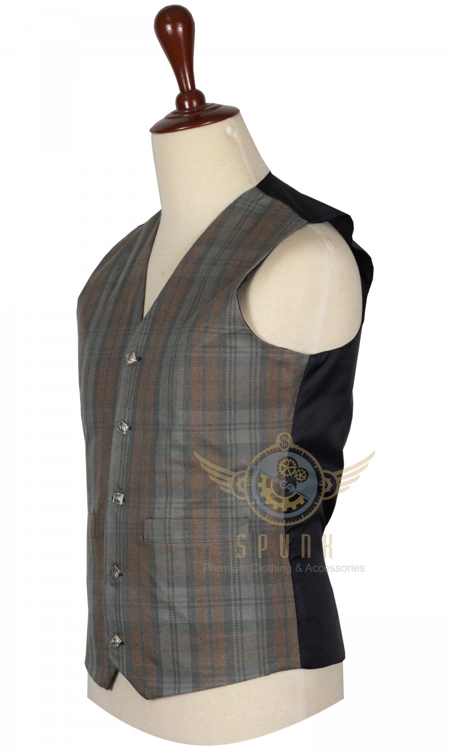 Men's Scottish Black Watch Weathered Tartan VEST 5 Buttons Vest ...