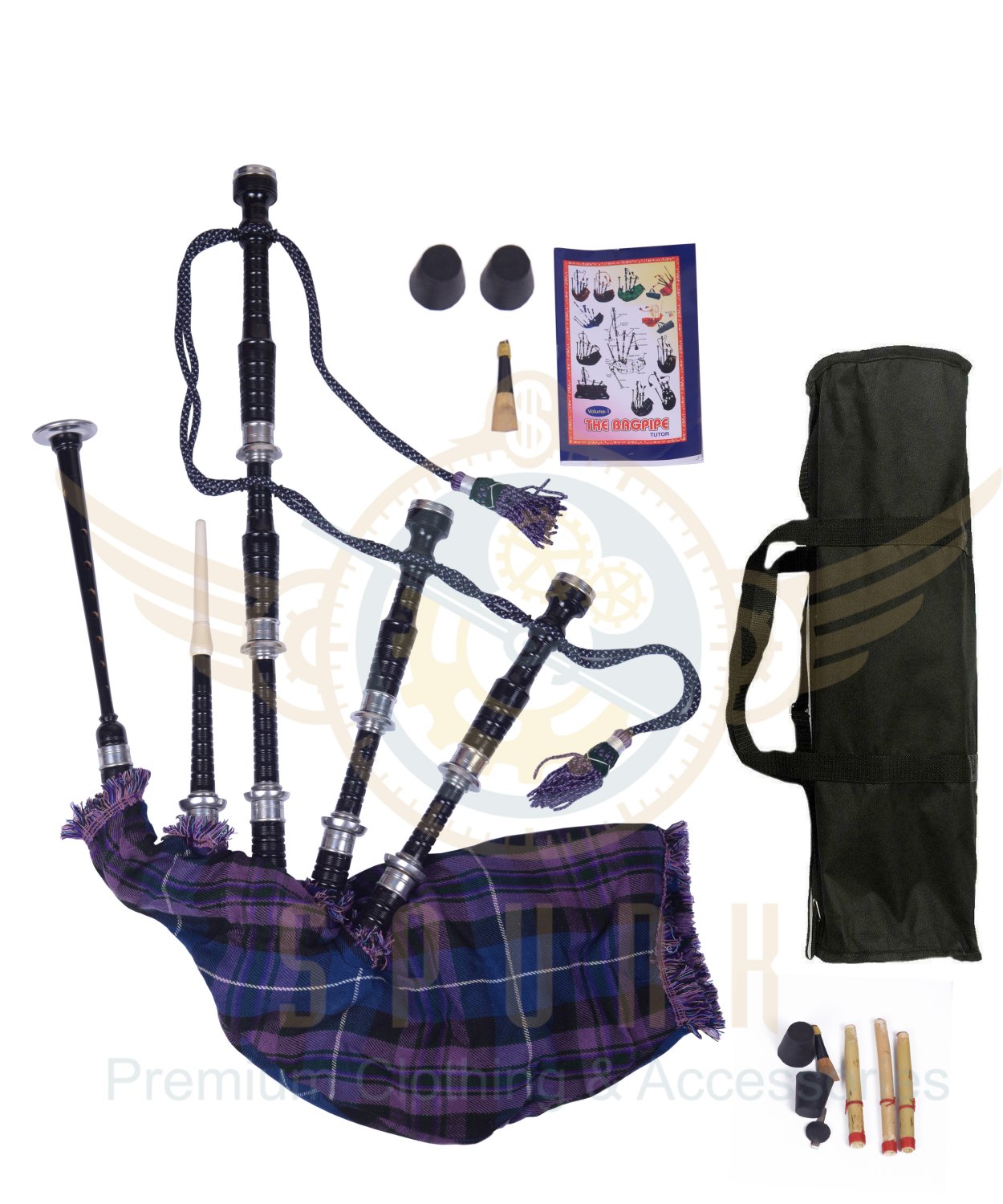 BAGPIPES Highlander Scottish Pride of Scotland Rosewood With Tutor Book ...
