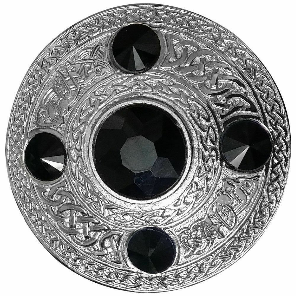 Scottish Chrome Finish Celtic Black Stone Kilt Fly Plaid Brooch 5 ...
