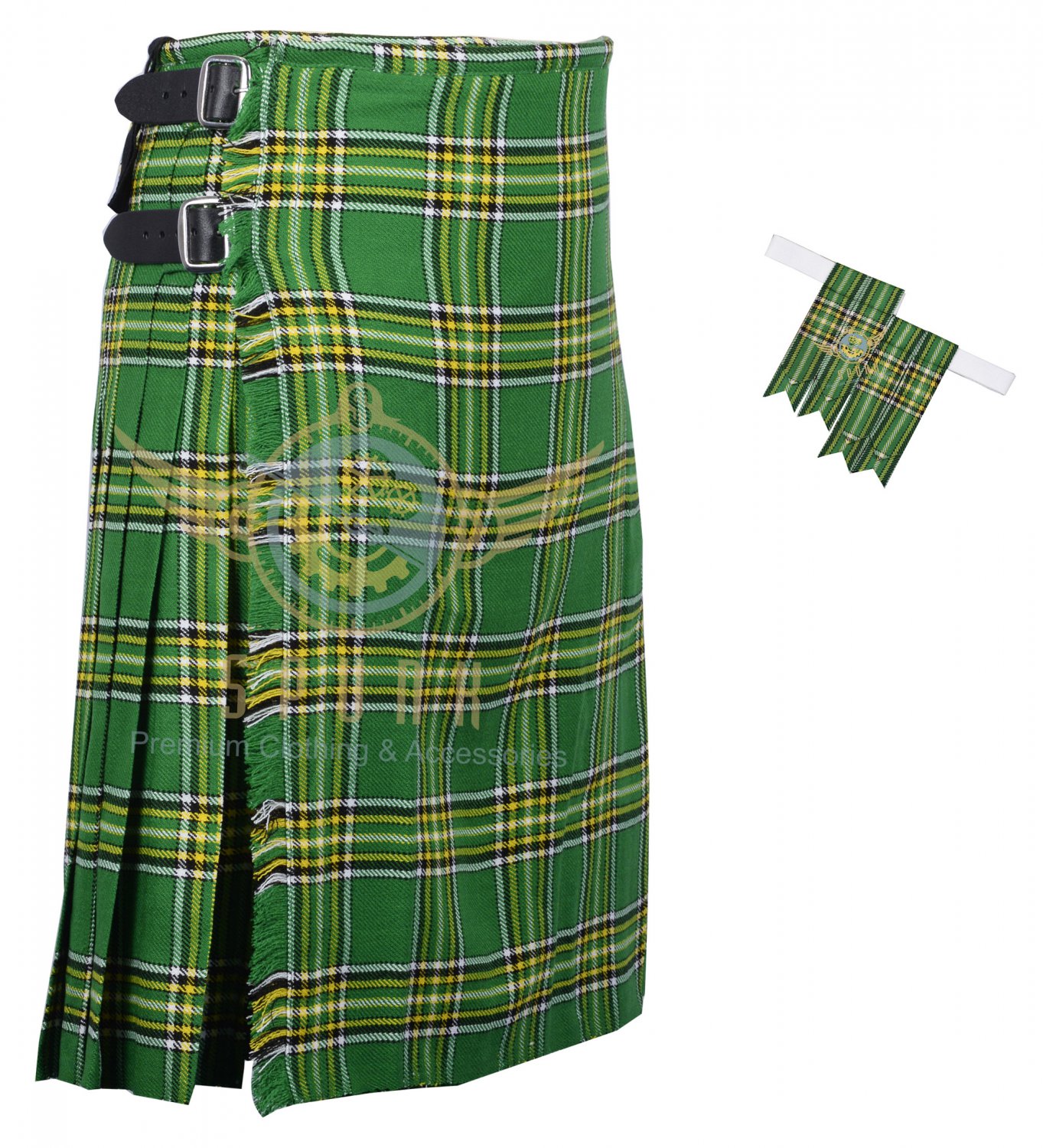 Men's Scottish Irish 8 Yard KILT Irish Fabric 8 Yard KILT with Flashes