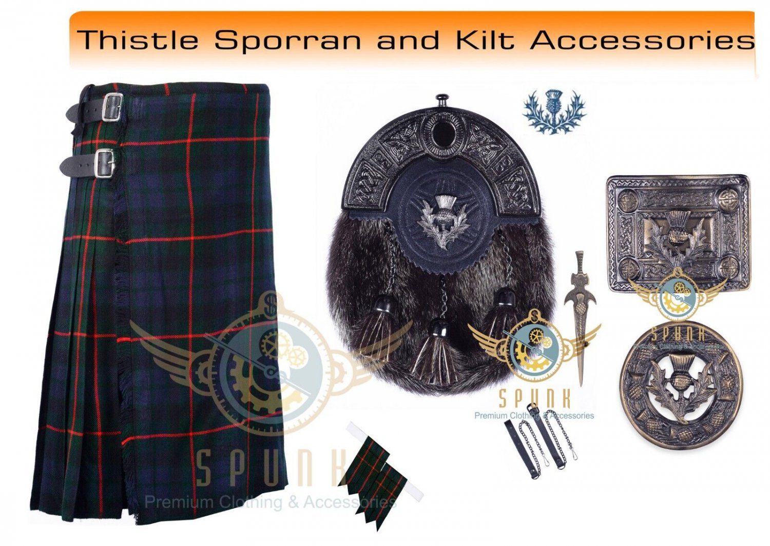 Scottish Gunn Modern 8 yard Kilt Men's Traditional Highland 8 yard kilt Set