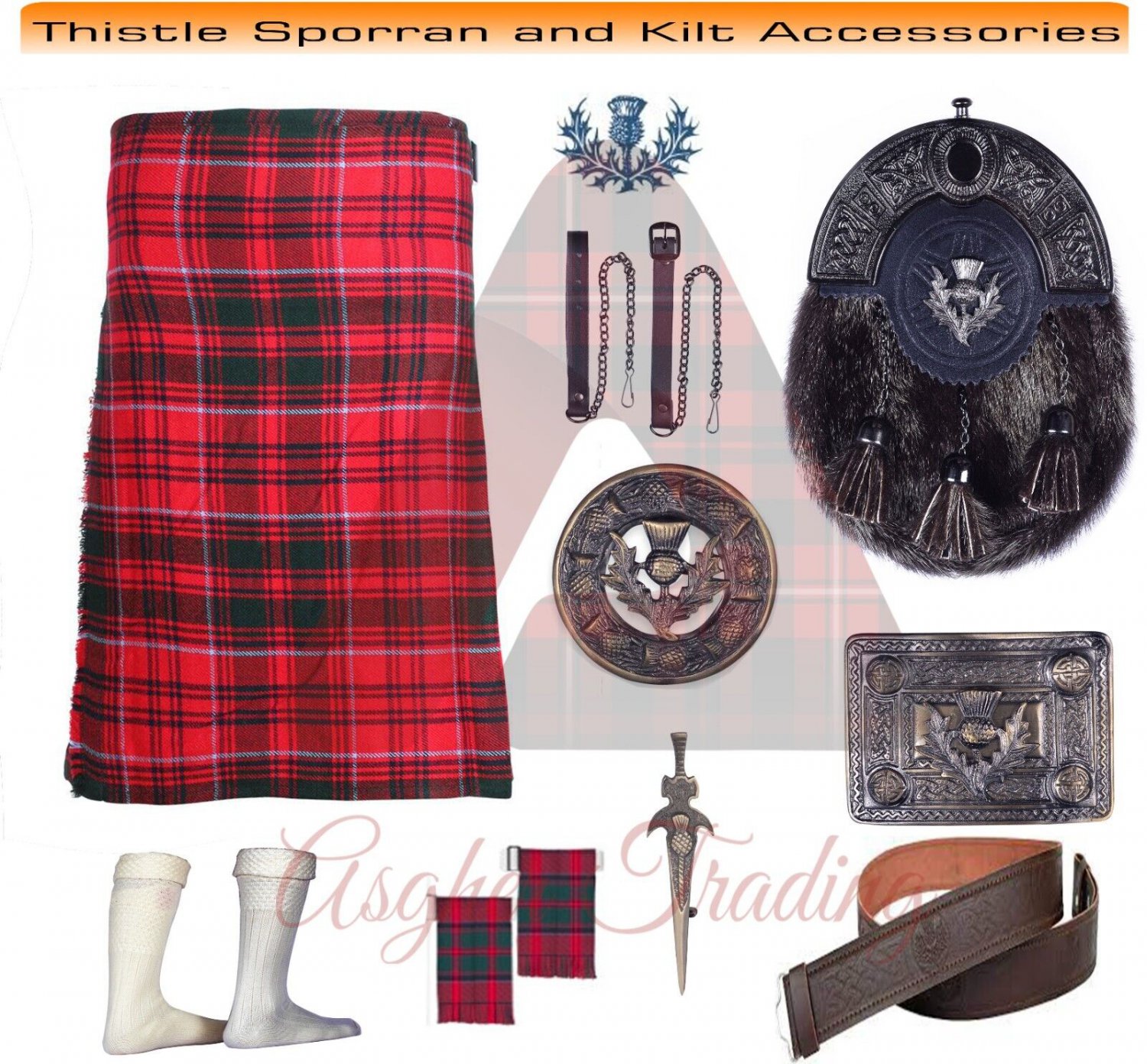 Scottish Traditional Grant Tartan 8 Yard Kilt Outfit For Men Custom ...