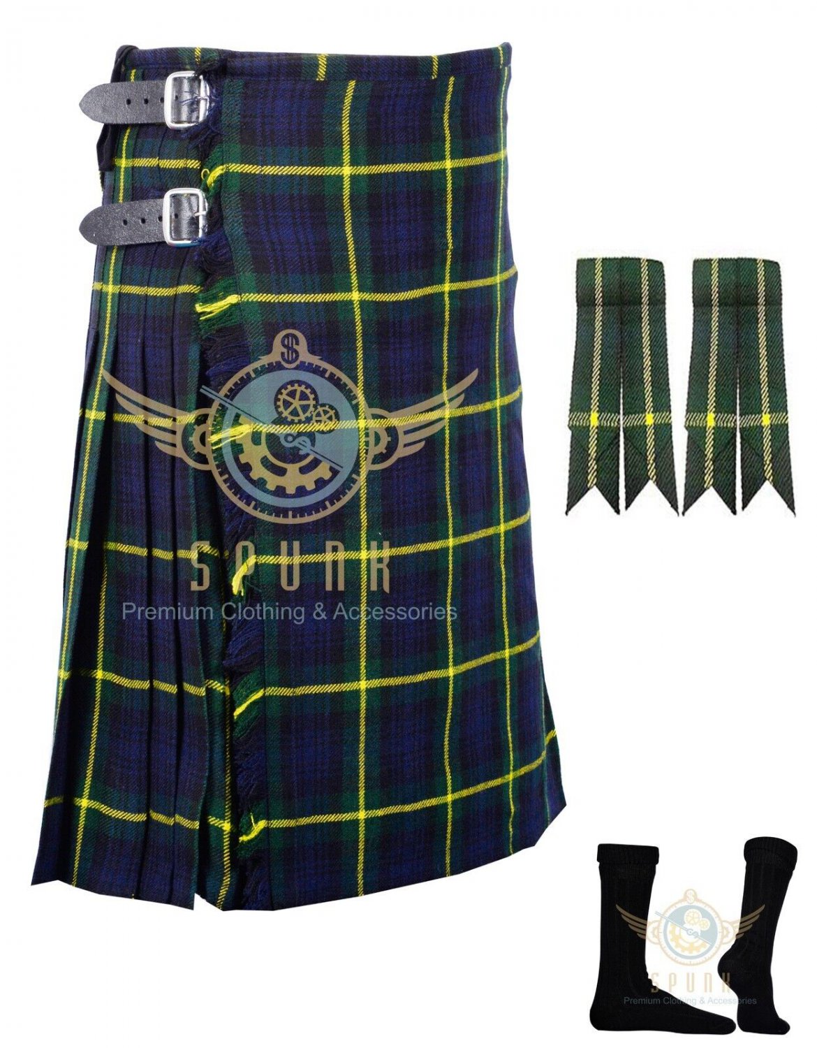 Scottish Men's Traditional 8 Yard Kilt Gordon Tartan KILTS with Free ...