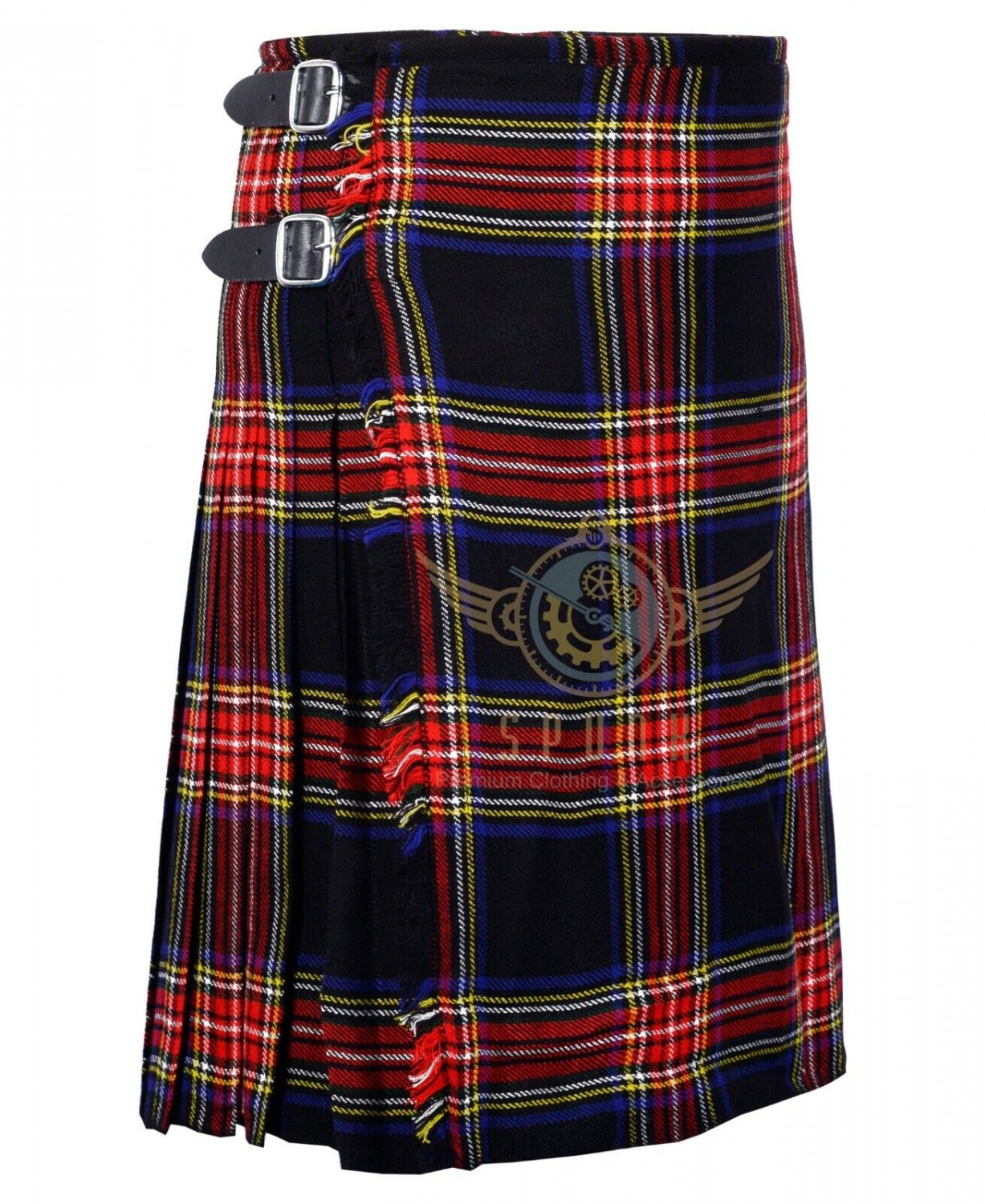 Scottish Traditional Highland 8 YARD Black Stewart Tartan Casual kilt Utility kilts 15 Colors