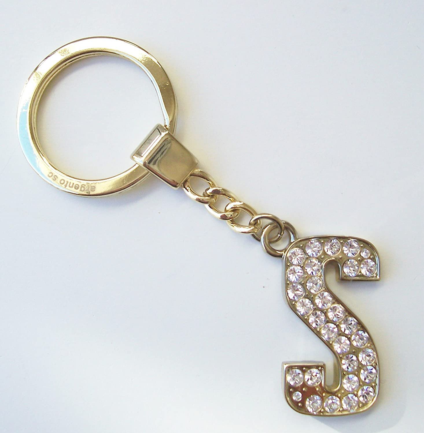 Argento SC Charm Key Chain / Key Fob W/ Swarovski Crystals (Letter "S ...