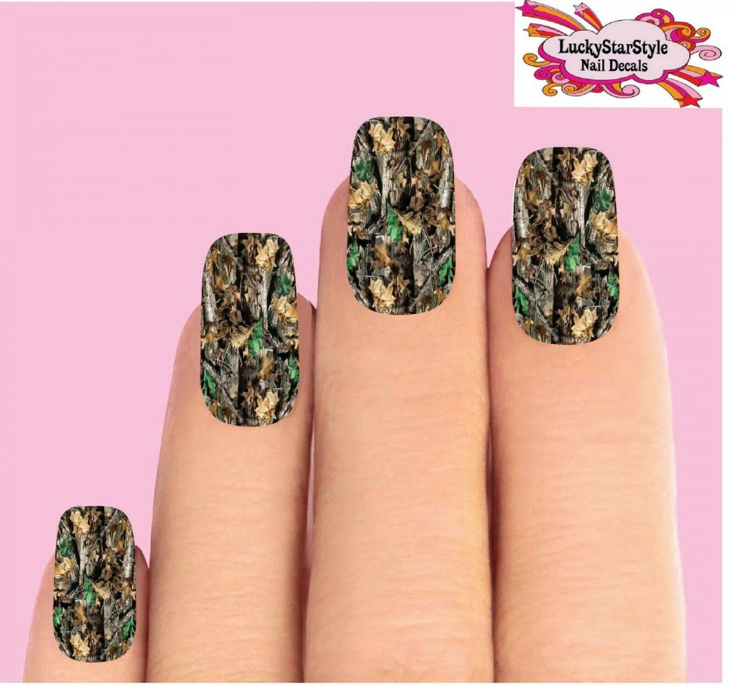 Waterslide Full Nail Decals Set of 10 - Realtree Camo Camouflage