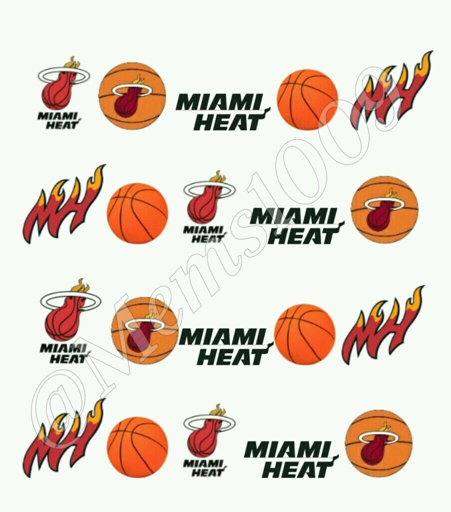 NBA - Miami Heat Nail Decal - Water Decals Miami Heat nail art